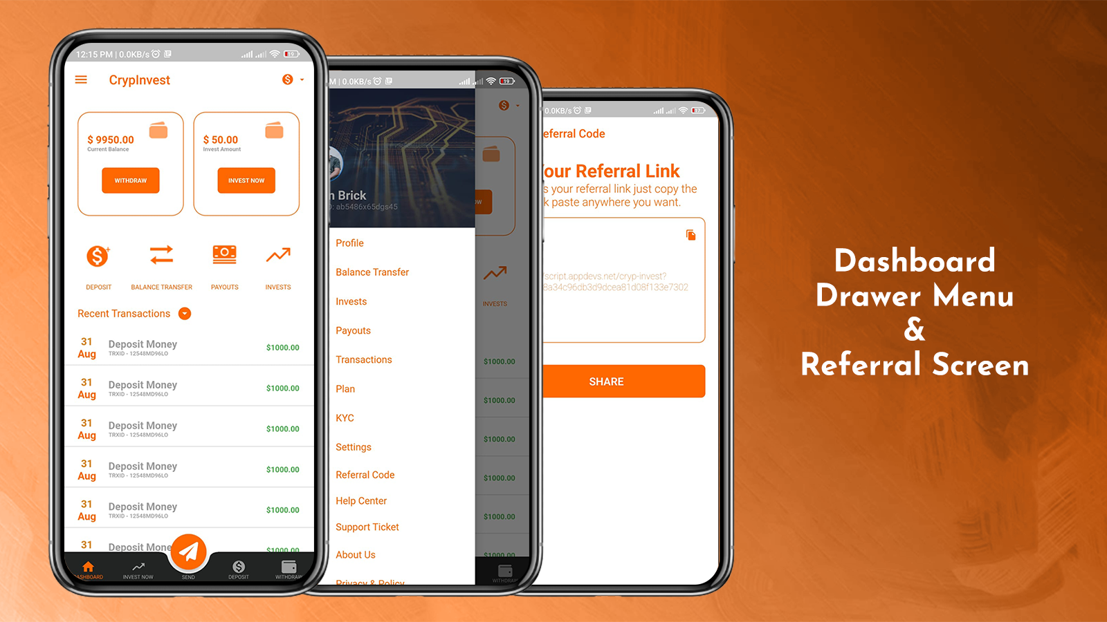 CrypInvest - Cryptocurrency Investment Platform Flutter App UI Kit by AppDevsX